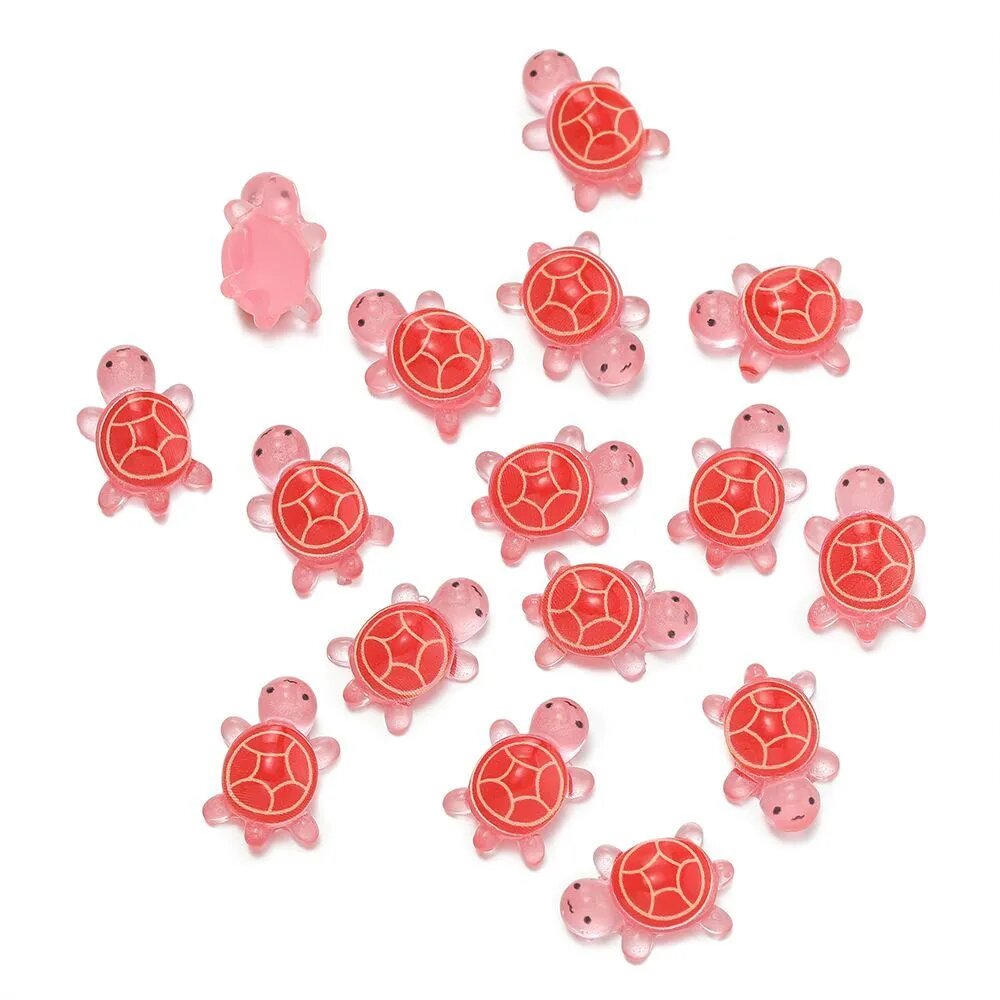 Кулон Подвеска черепаха для рукоделия 10 штук, украшения смолистый, Темно-розовое сияние,8.5*12.5 мм