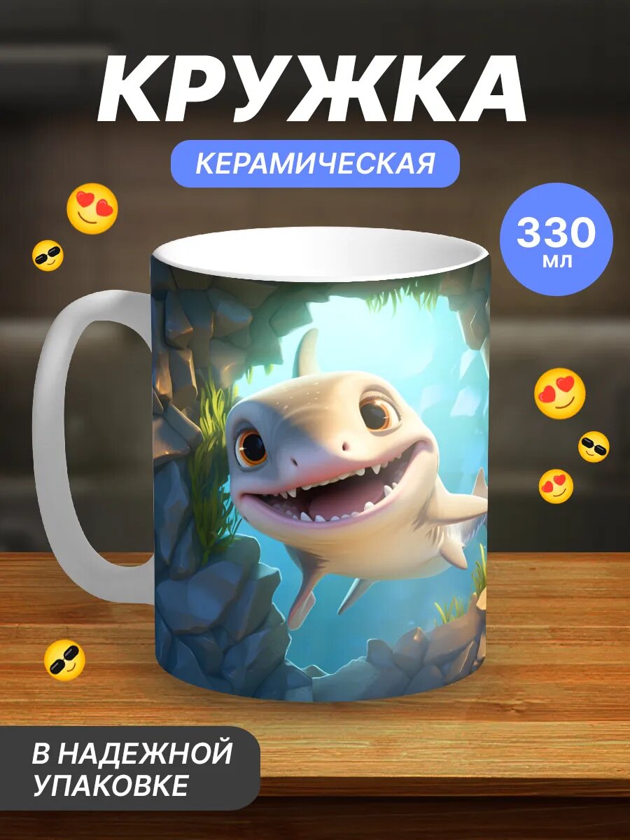 Кружка с морским принтом Акула