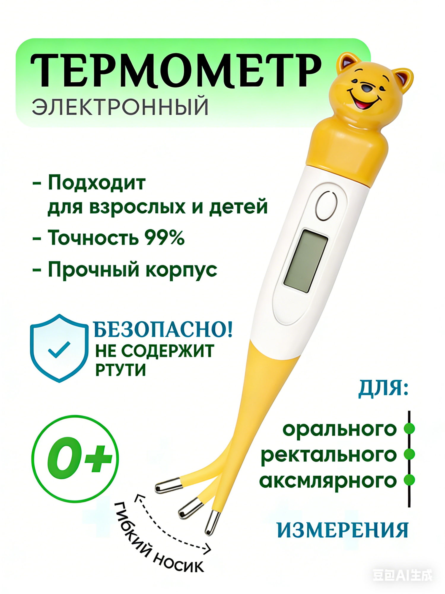 Электронный термометр с гибким наконечником цифровой термометр для тела