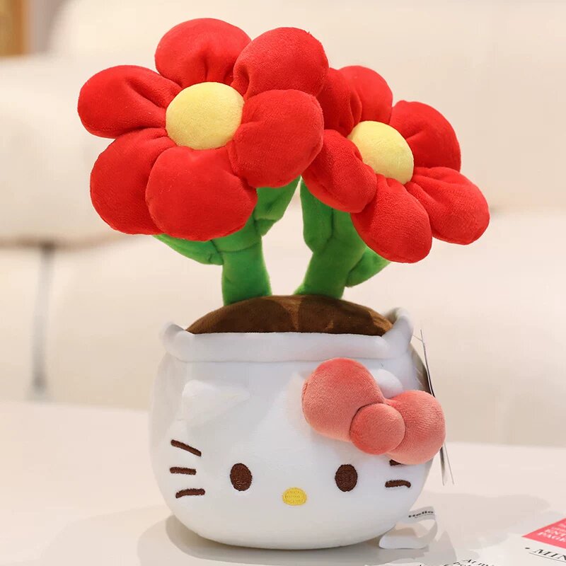 Оригинальная плюшевая игрушка Hello Kitty Sanrio в горшке, милая кукла-кошка Китти, украшение для дома Кошачий
