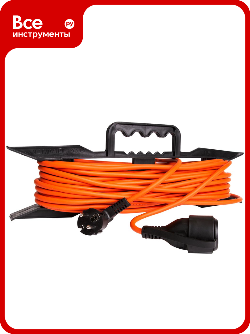 Удлинитель на рамке атлант ПВС 3x1.5 30 м Атом 40163, из пвх, работы на даче