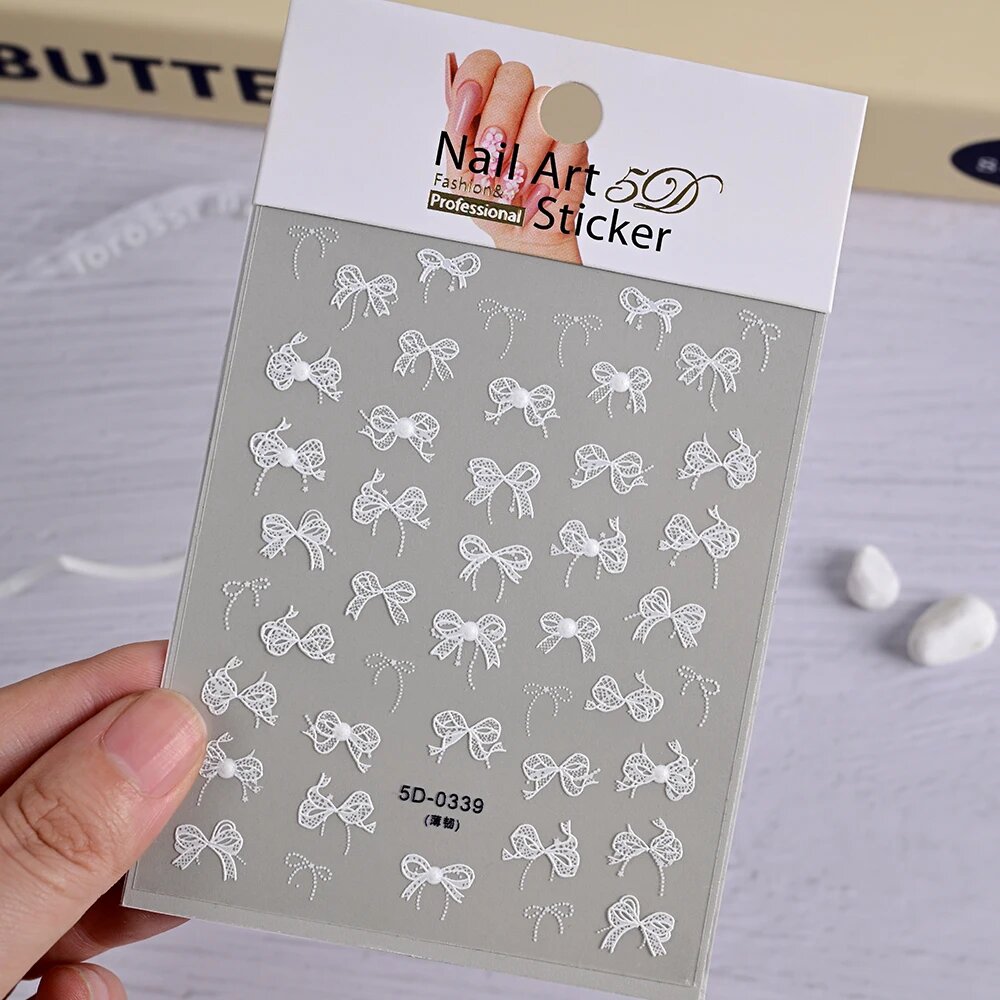 Наклейки для ногтей MAFANAILS 5D бант кружевной, NK5D-0339