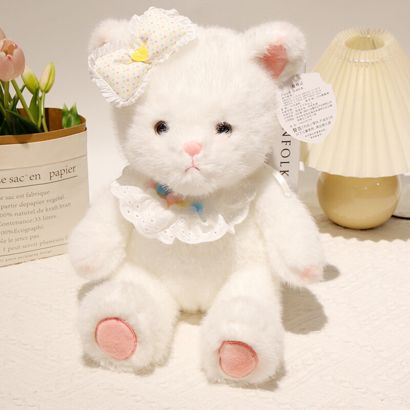 Милый медвежонок, белый кролик, плюшевая игрушка, кошачья кукла, успокаивающая кукла, подушка для девочки, подарок на день рождения