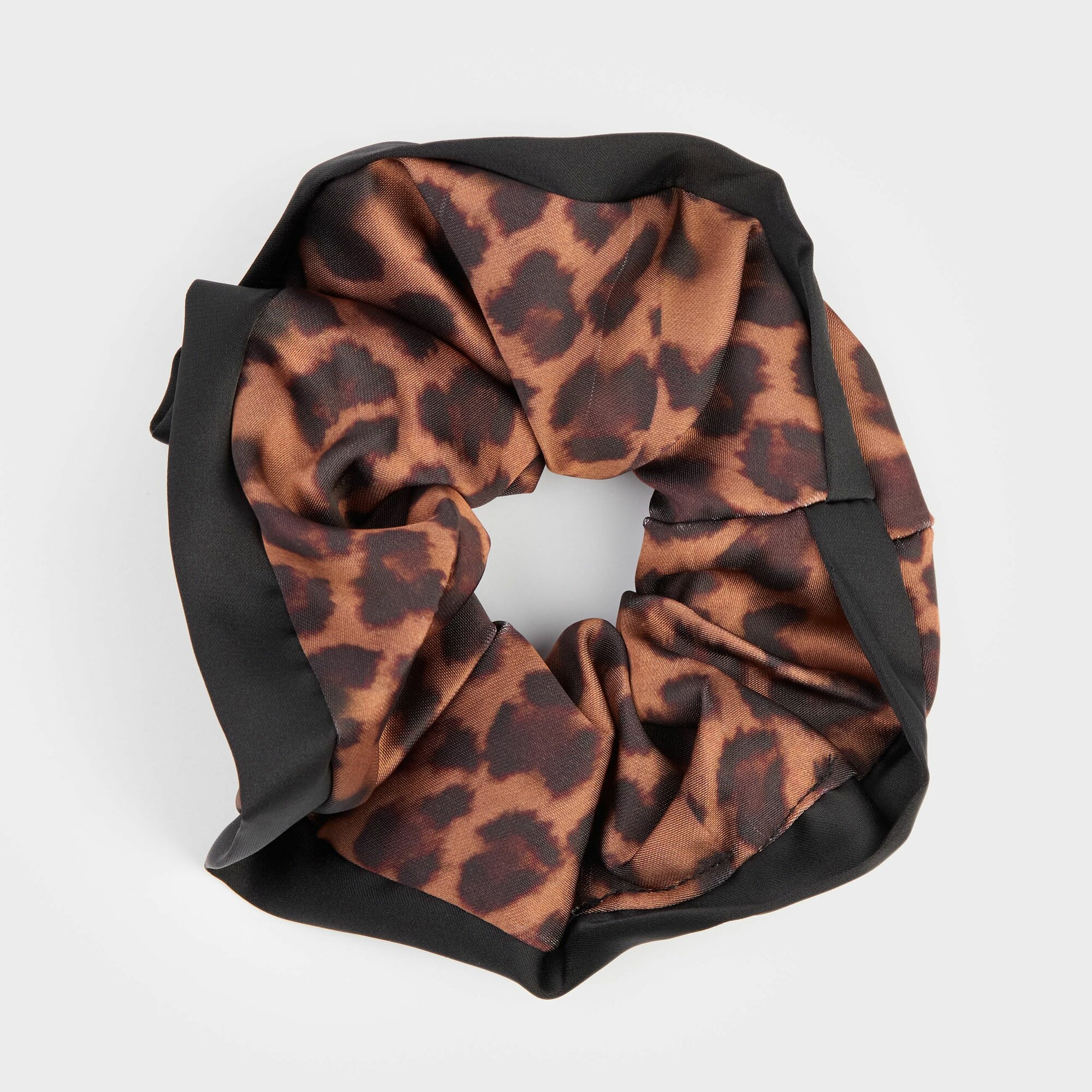 Резинка для волос, 14 см, сатин, бежево-черный, Silk, Kuchenland