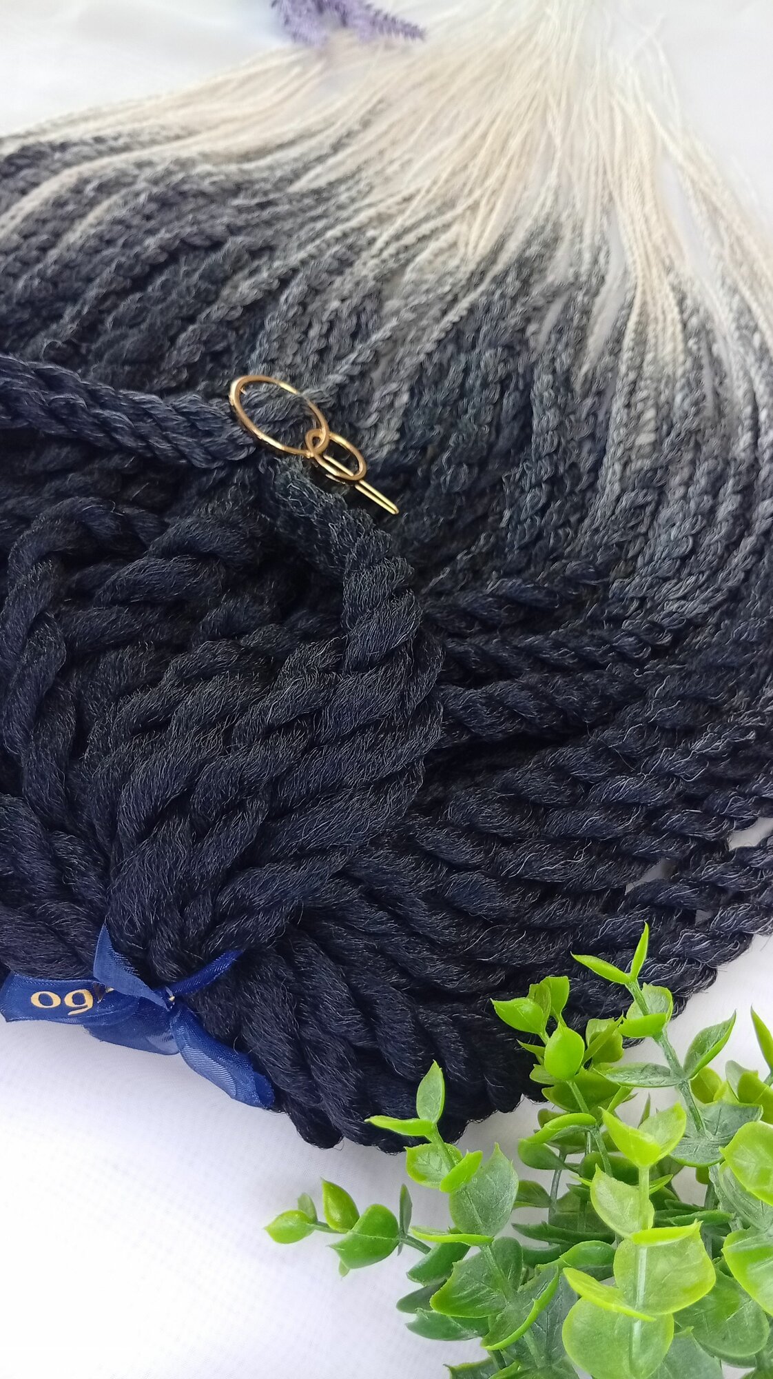 Воздушные объемные сенегальские косы твисты 55 баз, черный омбре