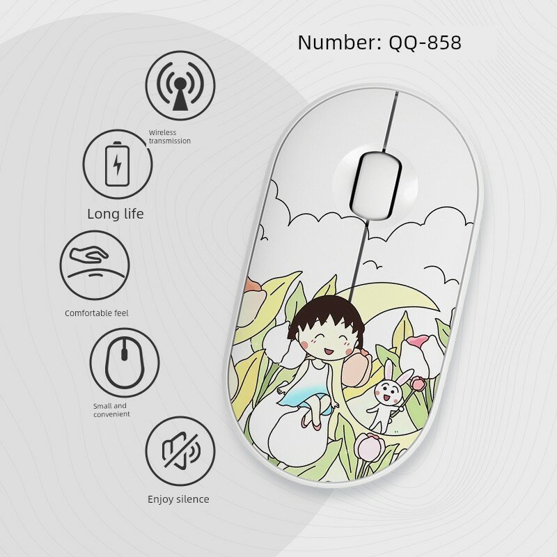 Беспроводная мышь Chibi Maruko-chan для ноутбуков, совместимая с ASUS, Lenovo, Xiaomi, перезаряжаемая по Bluetooth,