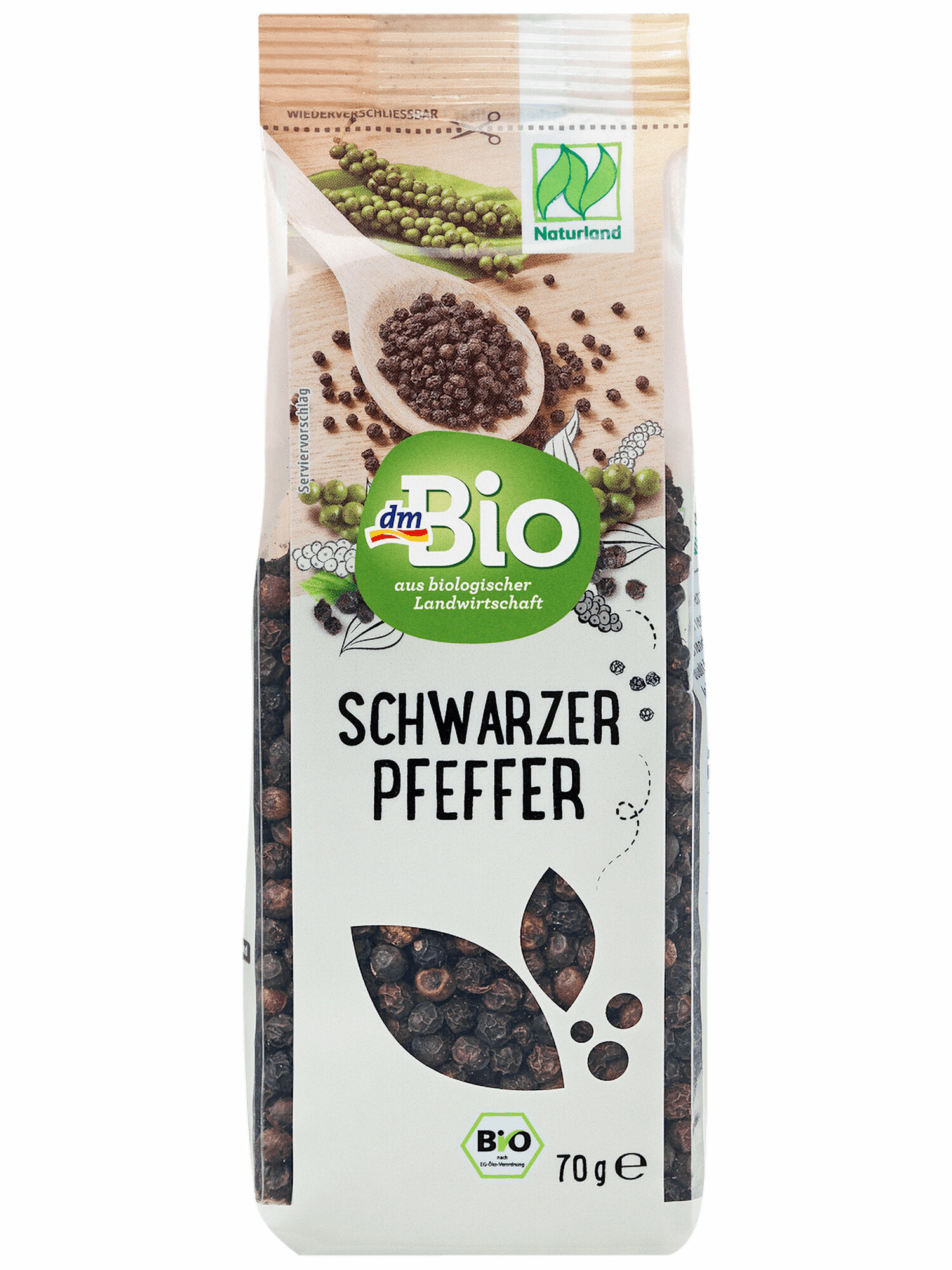 Органический черный перец горошек dmBio веганский продукт, 70 гр