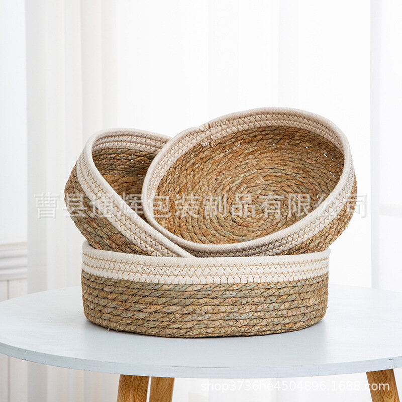 Набор из трех плетеных корзин из морской травы для хранения фруктов и закусок на рабочем столе, для дома Тип A,