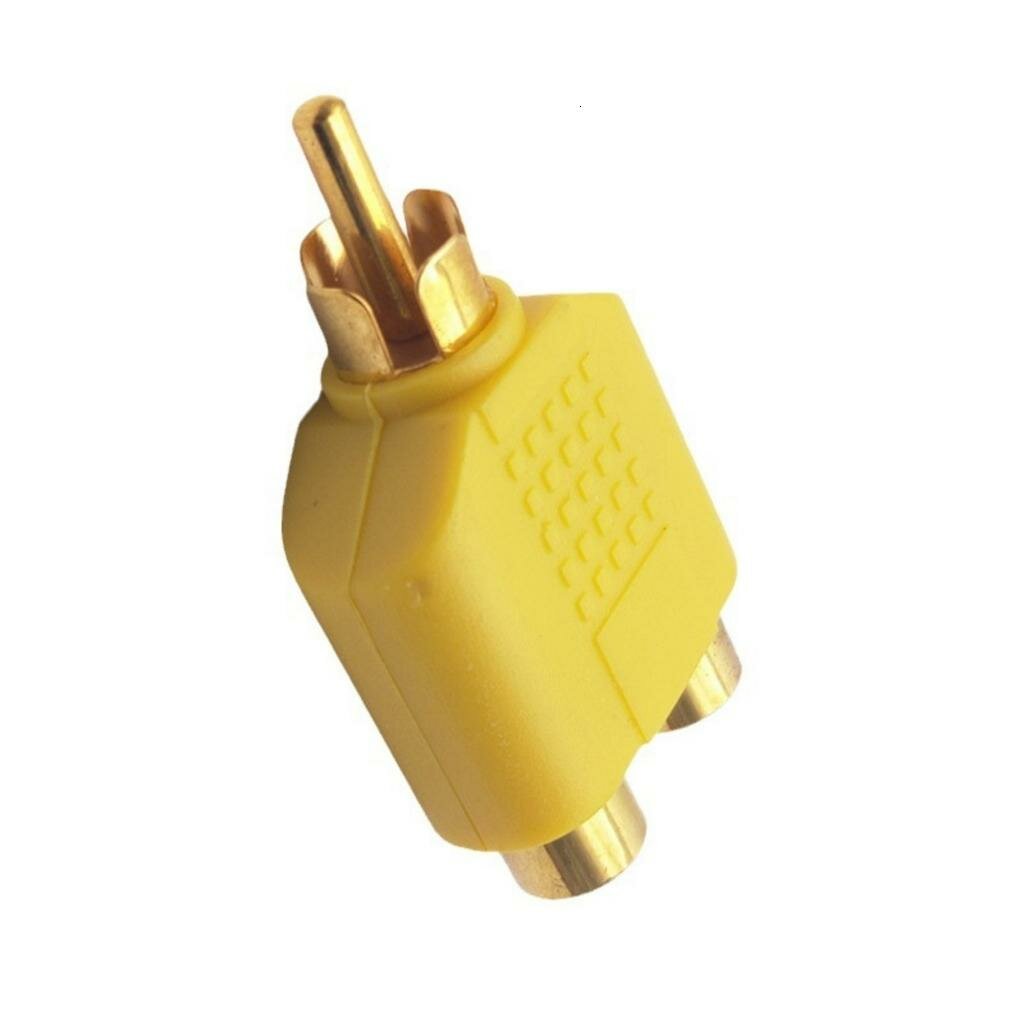 Аудио переходник-разветвитель, 1 мужской на 2 женских, Желтый