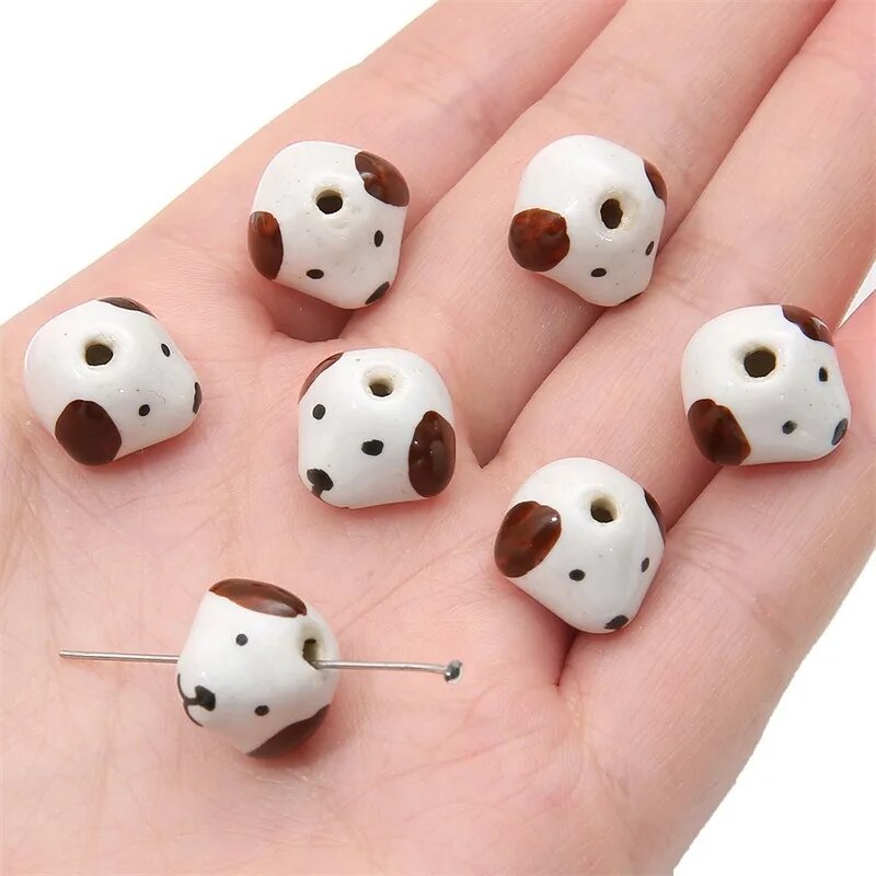 Керамические бусины с щенками A 14x10mm 1pcs