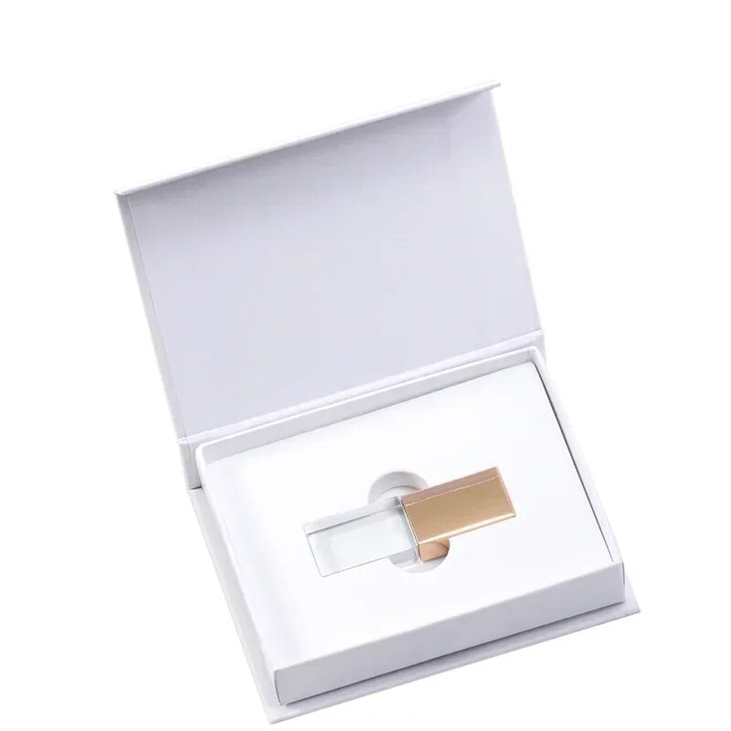 JASTER USB-флешка хрустальная 4/8/16/32/64 ГБ 16GB, Gold USB with box