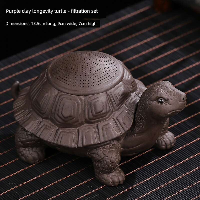 Чайный фильтр из фиолетовой глины в виде черепахи, керамический фильтр для чая, интегрированный в чайный набор для