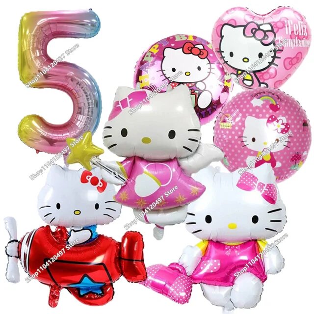 Набор фольгированных воздушных шаров с мультяшными персонажами Sanrio: Куроми, Май Мелоди, Коричная собачка, Hello Kitty. Игрушка для украшения детского дня рождения.