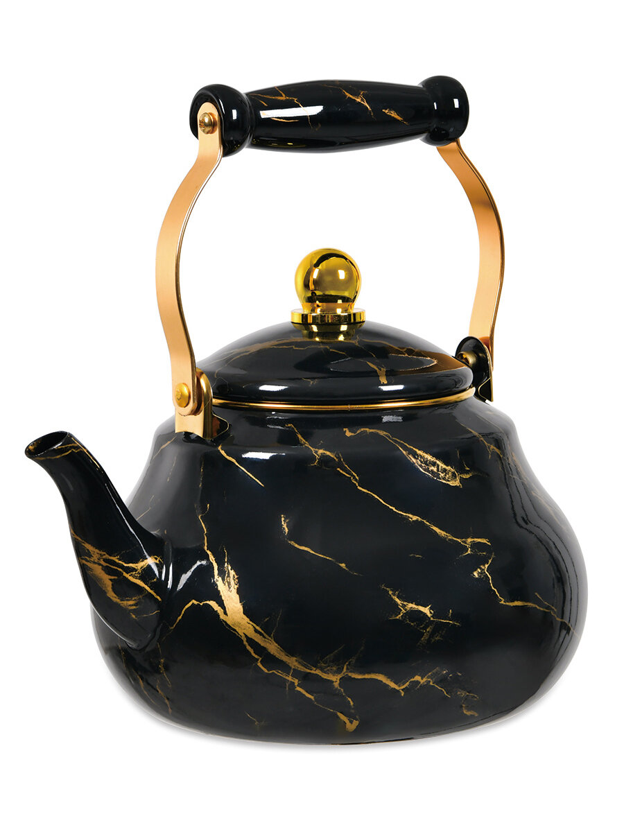 Чайник эмалированный Z-4538 Black marble 2,4 л