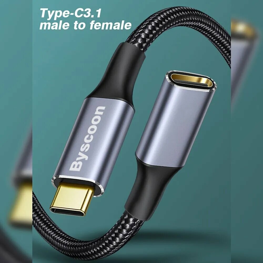 Удлинитель кабеля USB Type-C/USB Type-C, 0.5 м, черный — фото 1