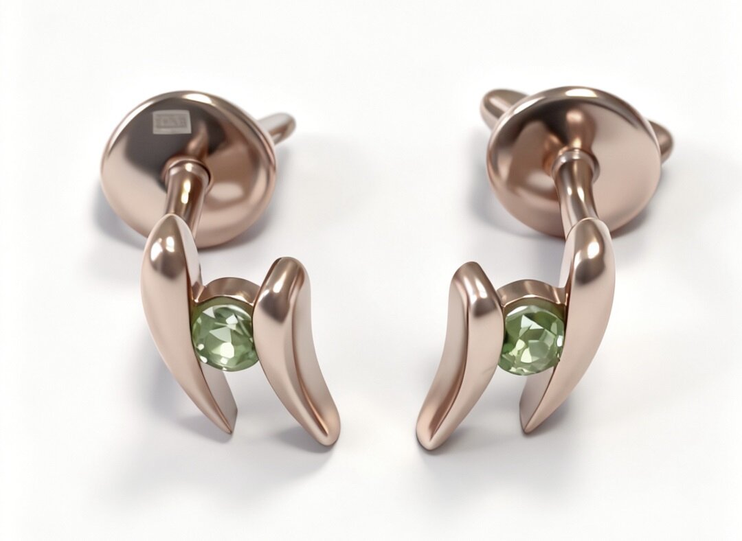 Серьги пусеты, серебро, 925 проба, золочение, хризолит