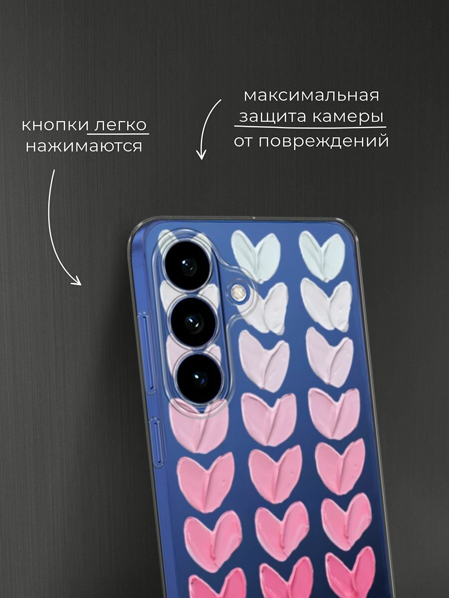 Силиконовый чехол на Samsung Galaxy S26 / Самсунг Галакси S26 с принтом Градиент из сердечек — фото 1