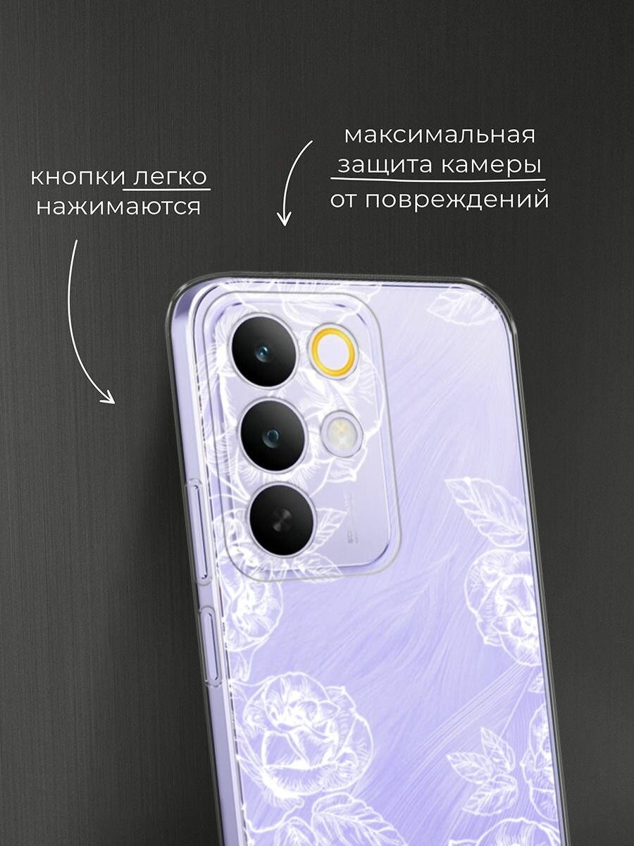 Чехол на Realme C85 / Реалми C85 с принтом Розы графика, прозрачный — фото 1