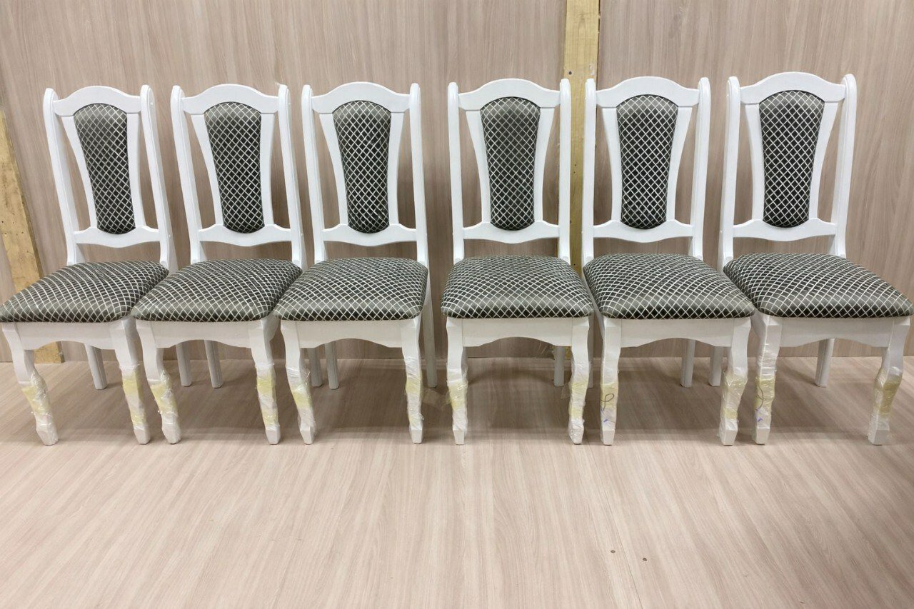 Стул 6 штук УльяновскМебель , массив березы, белый, 90х45х45 см