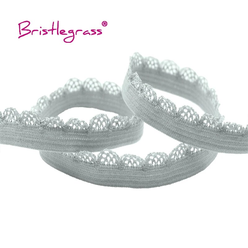 Кружевная лента Bristlegrass, 10 ярдов, Silver Grey, Белый