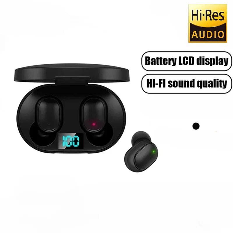 Беспроводные наушники XMSJ TWS Black, Hi-Res Audio, LCD
