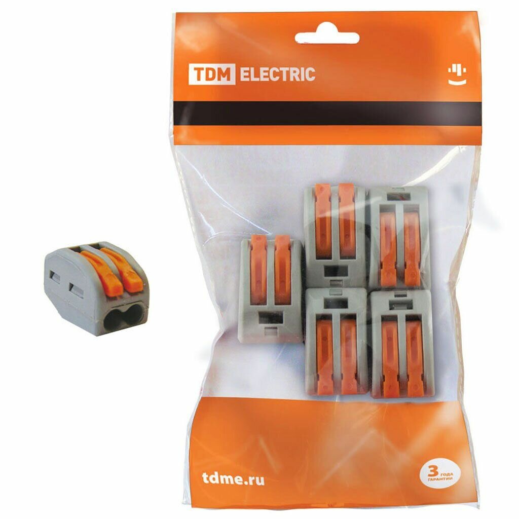 Клеммы Tdm electric СК-412, соединительные, серые, 2,5 мм2, 5 шт