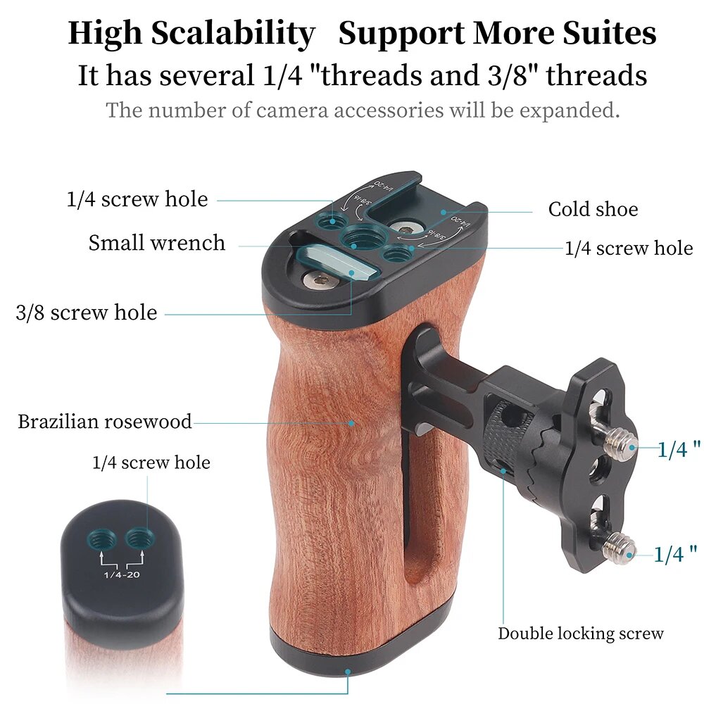 Деревянная боковая ручка FOTGA для DSLR Wooden Side Handle