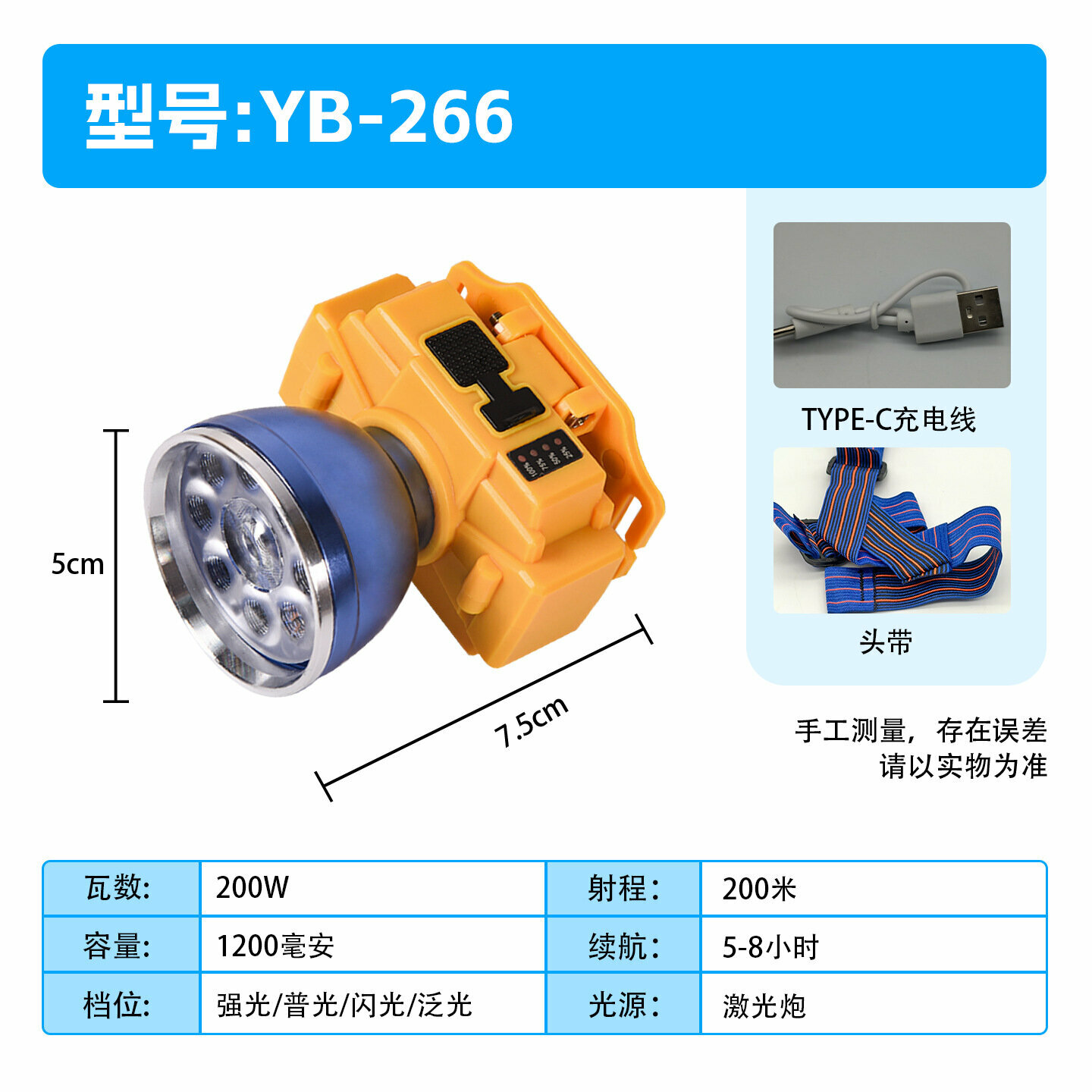 Портативная лампа, фонарик, лазерная пушка с сильным светом, длительное время автономной работы, сверхяркий портативный