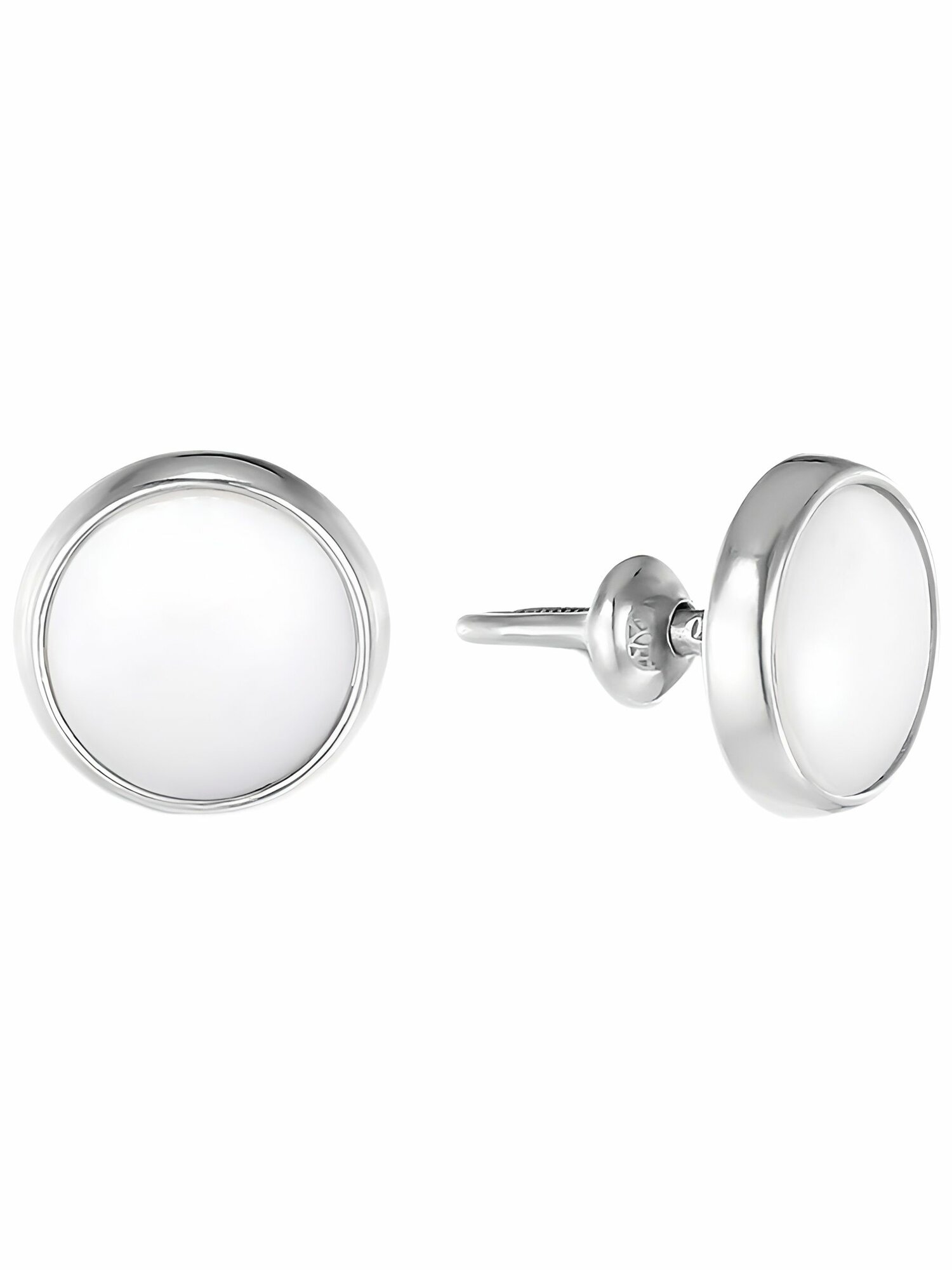 Серьги, серебро, 925 проба, родирование, перламутр