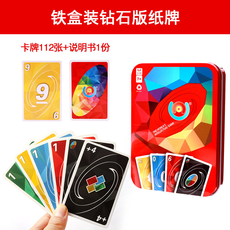 Комплект карточной игры Uno Diamond Edition в металлической коробке, 108 карт для вечеринок и групповых игр