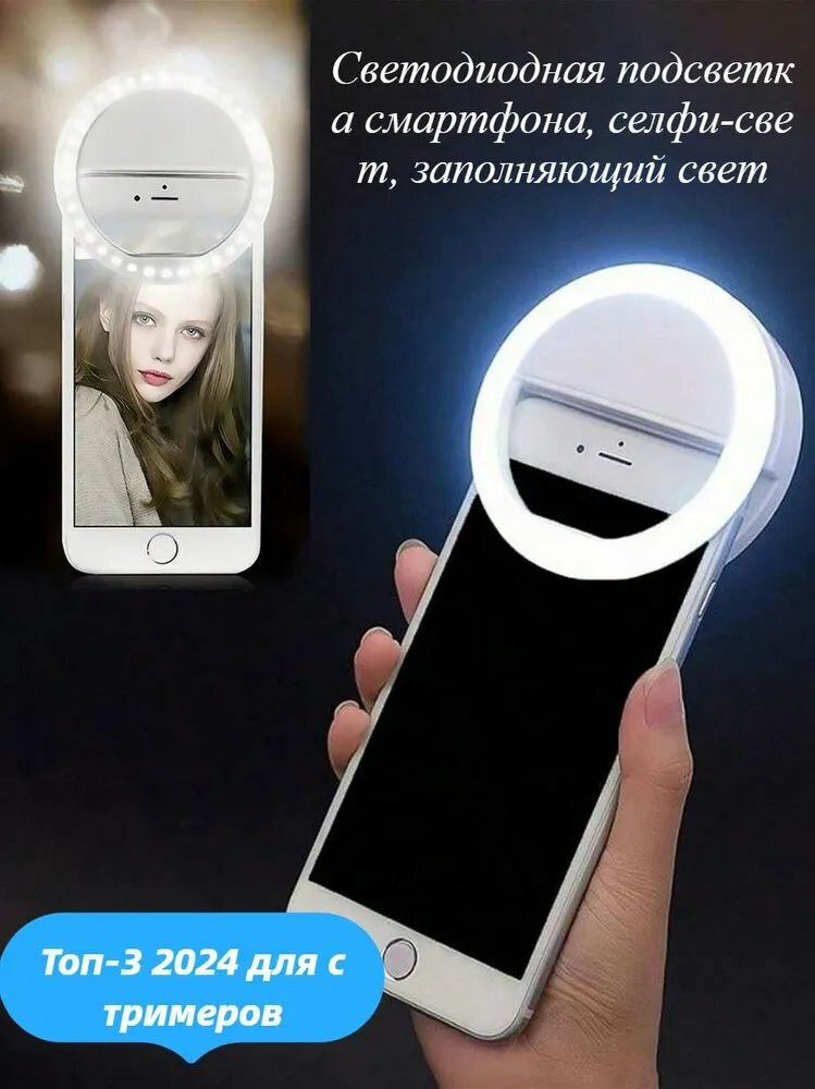 Светодиодная Подсветка Смартфона, Селфи-свет, светло-синий,87х85 Мм