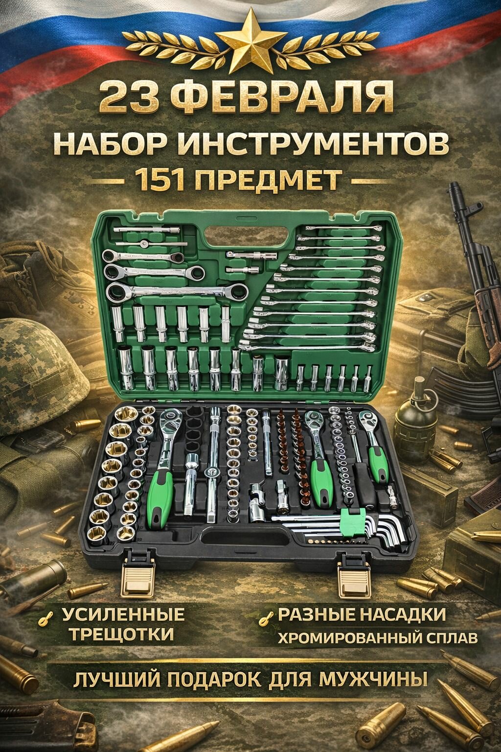 Набор инструментов для автомобиля 151 предмета усиленный