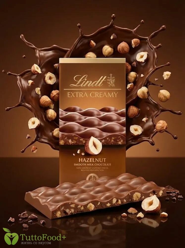 Шоколад LINDT Extra Creamy HAZELNUT молочный с фундуком 80г