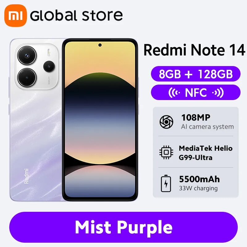 Смартфон Xiaomi Redmi Note 14 4G, 8/128ГБ, global