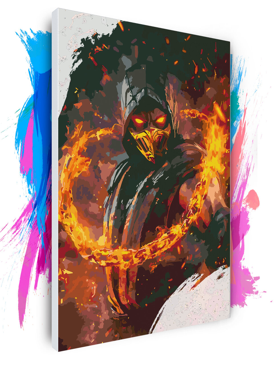 Картина по номерам на холсте Mortal Kombat - Скорпион, 80 х 120 см