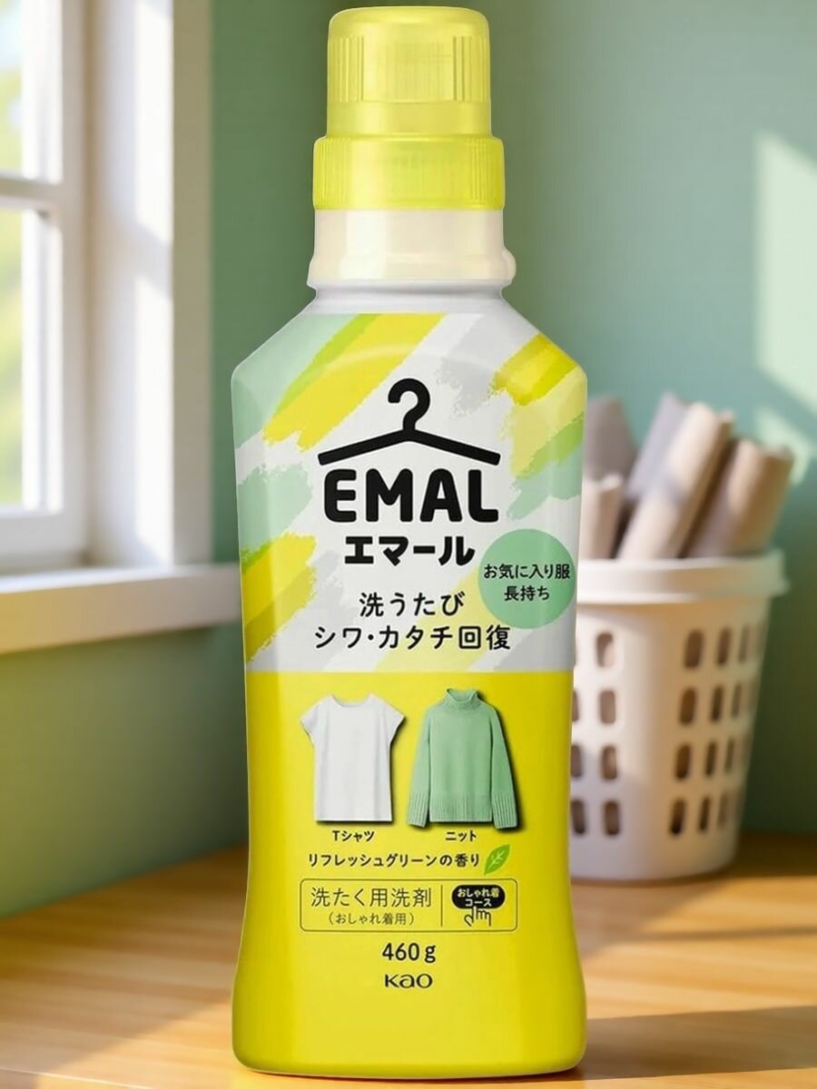 Жидкое средство KAO Emal Refresh Green для стирки шерсти, шелка и деликатных тканей с ароматом зеленых цитрусов 460 г
