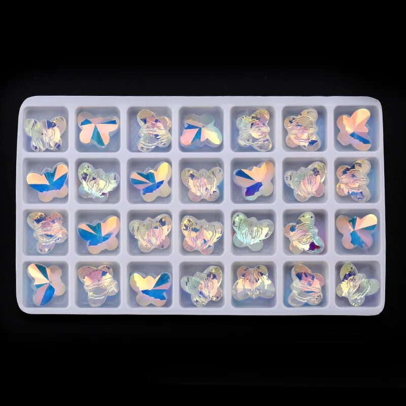 Бусины бабочки стеклянные, 28 шт, Color: Синий, Color: butterfly