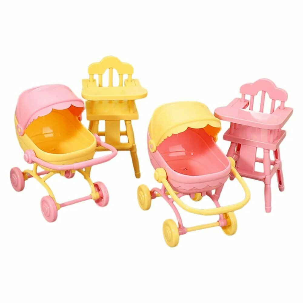 2 Комплект 1:12 Коляска для куклы + стул, Аксессуары для куклы Келли, Мини-игрушки