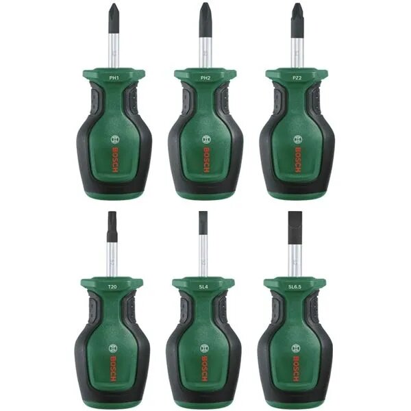Набор отверток Bosch, 6 шт, PH1, PH2, SL4, SL6.5, PZ2, TX20, с магнитным наконечником