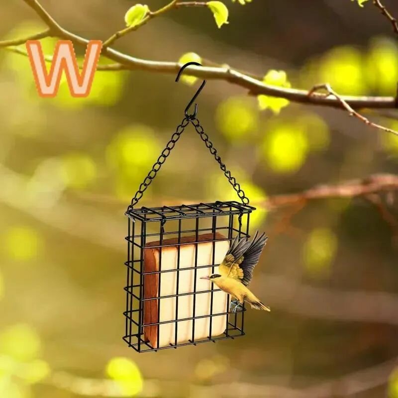 Подвесная квадратная кормушка для птиц с сеткой и цепью идеальна для хлеба, фруктов и нектара для колибри