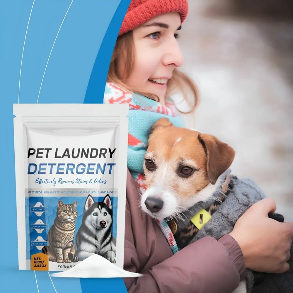 QARUN Удалитель запахов для стирки, энзимный порошковый детергент для собачьих лежаков и кошачьей мочи, безопасный для стиральной машины.