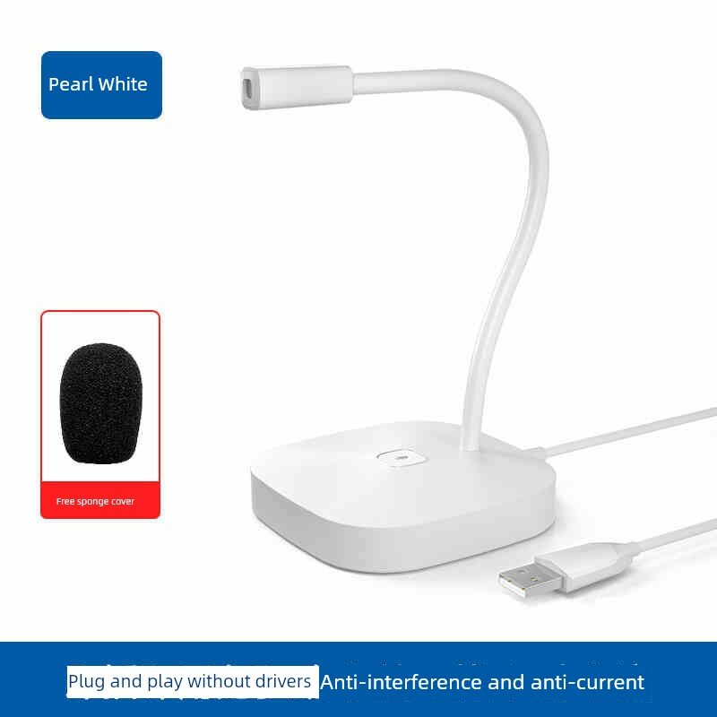 G22 USB-микрофон для ПК, телефона, видеозвонков — белый, четкий звук для встреч и онлайн-уроков