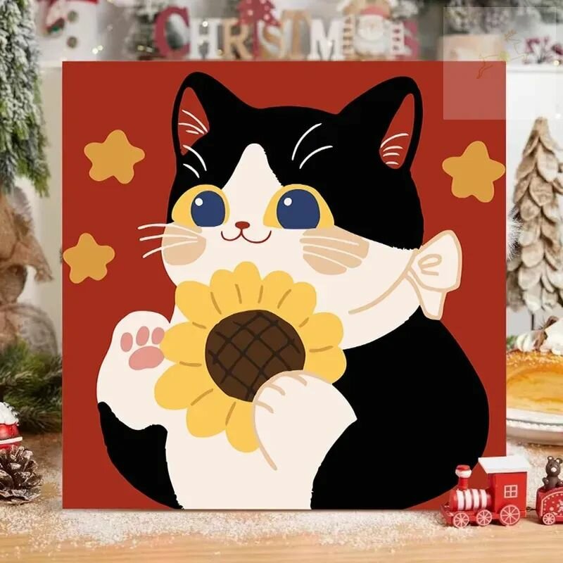 Картина по номерам на холсте с подрамником 20х20, Рождественские подарки для друзей