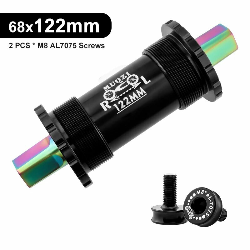 Керамический подшипник, нижний кронштейн для велосипеда BT-68 68*103-122 мм, титановый шпиндель Черный, 122mm Black