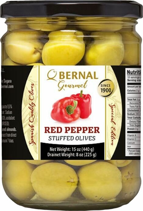 Оливки фаршированные перцем, 436 г
