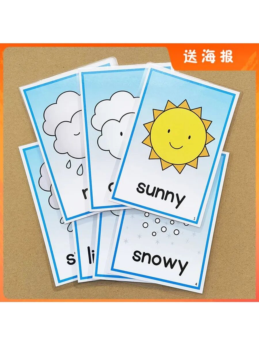 Карточки английские Погода и Недели 18+19 шт формат А4