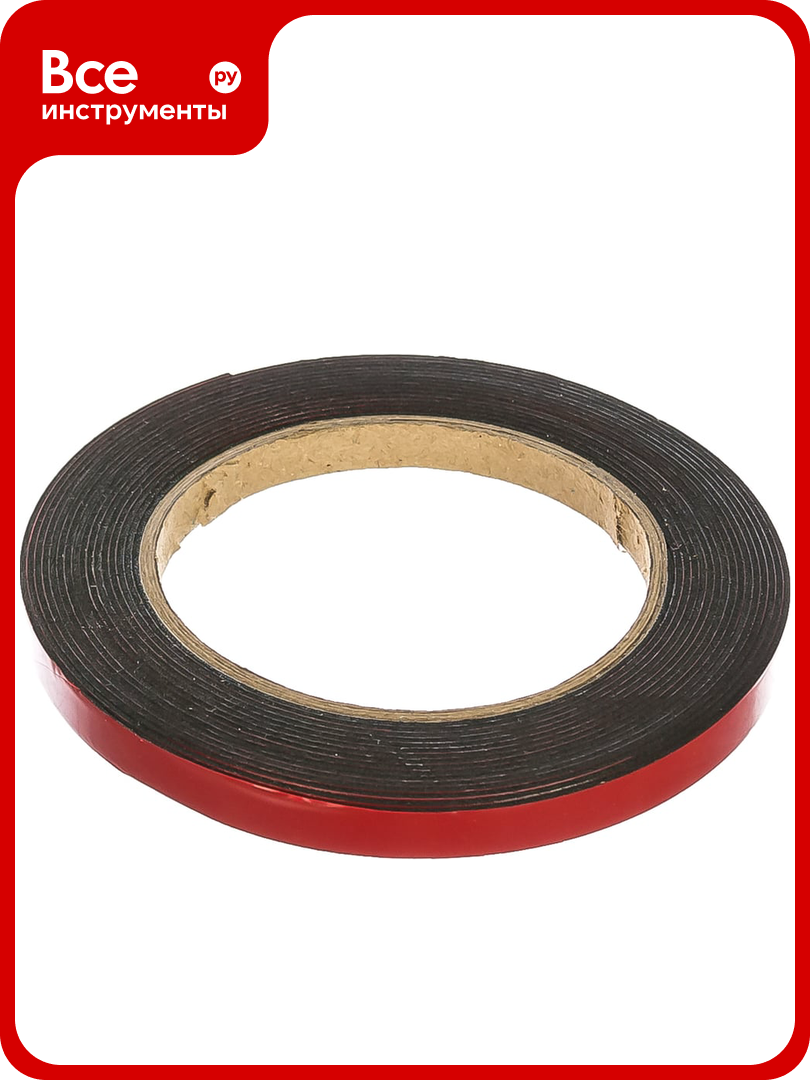 Клейкая лента на вспененной основе MATRIX усиленная, двусторонняя, черная, 9 мм х 5 89082