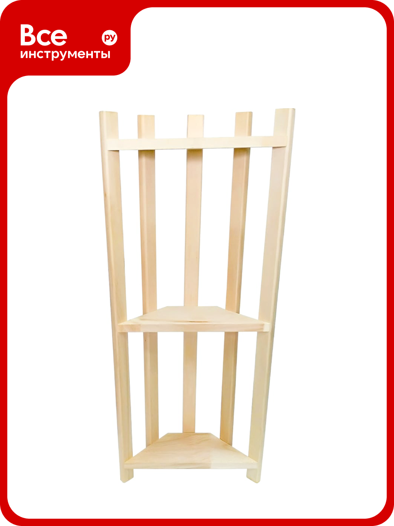 Угловая 3-х ярусная полка Бацькина баня 75x30x12 см 30399