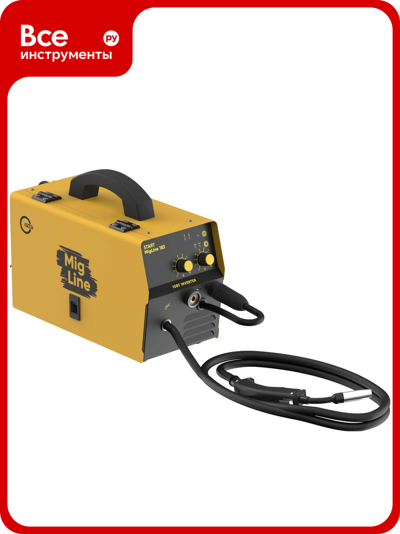Полуавтоматический сварочный инвертор START MigLine 183 180А, MIG/MAG и MMA, 220В, 8.5кг, для профессионального использо