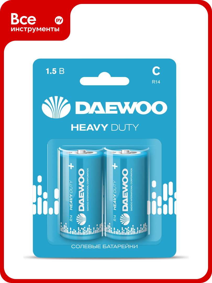 Батарейка Солевой элемент питания DAEWOO C/R14 1.5В Heavy Duty BL-2 (уп.2шт) 5029422
